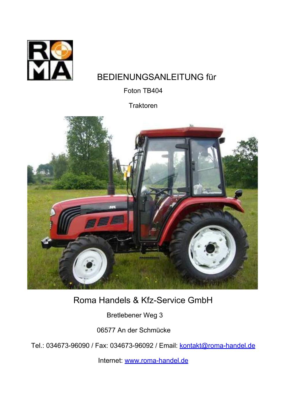 Bedienanleitung Foton TB404 - für Foton Traktoren